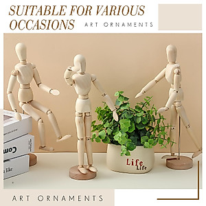 Hiboom 4 Pcs Artists Wooden Manikin 12 Inch Wooden Mannequin Figure Posable Drawing Figure Flexible Articulated Human Mode Body with Base for Home Office Desk Sketching Painting Gift