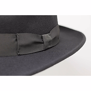 Swift - Fedora - Lightweight - 100% Wool Felt - Crushable for Travel - Water Resistant - Snap Brim - Dark Grey 58cm