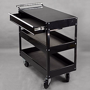 JF-XUAN Cart Multifunction Portable Hand Trucks Recycling Vehicles,Tool Trolley Cart 3-Tier Multifunction Drawer Type Organizer Service Tool Cabinet, Bearing 100Kg Black,800x385x800mm