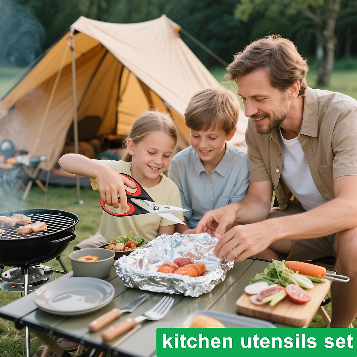 Kitchen Shears, iBayam Kitchen Scissors Heavy Duty Meat Scissors Poultry Shears, Dishwasher Safe Food Cooking Scissors All Purpose Stainless Steel Utility Scissors, 2-Pack (Black Red, Black Gray)