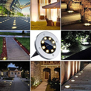 niplnr Solar Ground Lights, 8 LED Solar Disk Lights Outdoor Waterproof for Garden Yard Patio Pathway Lawn Driveway Walkway- Warm White (10 Pack)