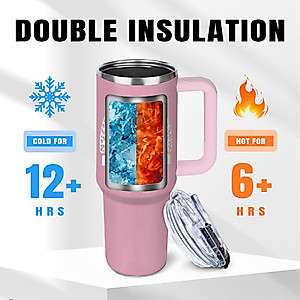 NIAXAUYT Gifts for Mom, Best Mom Ever Tumbler 40oz with Handle and Straw, Mama/Mom Gifts From Daughter Son, Mom Birthday Gifts, Mothers Day Presents Ideas, Christmas Gifts for Best Mom Ever Mug, Pink