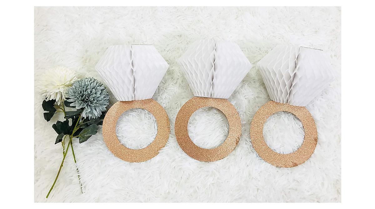 Rose Gold Engagement Party Decorations - Honeycomb Rings