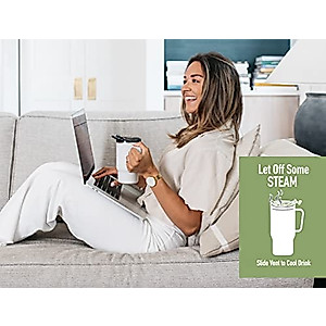 REDUCE Travel Coffee Mug, 24 oz - Insulated Mug for Tea, Coffee and Other Hot Drinks - With Flo-Motion Lid and Handle - Single-Serve and Cupholder Friendly - Linen