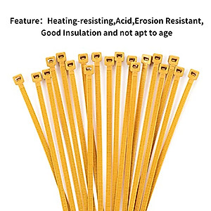 XINGO Cable Zip Ties Heavy Duty, 500 Packs Self-Locking 4+6+8+10+12 Inch 50LBS Nylon Cable Ties, Perfect for Home, Office, Garden and Workshop (Gold)
