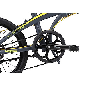 KESPOR Thunderbolt D8 Folding Bike for Adults, 20-inch Wheels, Rear Carry Rack, Shimano 8 Speed Alloy Easy Folding, Disc Brake (Yellow)