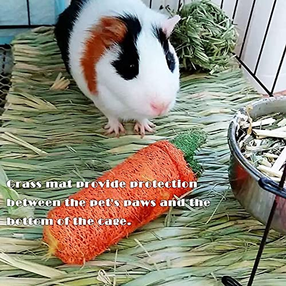 kathson Bunny Grass House Chew Toys Baby Rabbit Hideaway Hut Small Animals Grass Hideout Hand Woven Natural Grass Bedding for Guinea Pig Hamster Chinchilla