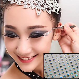 Eye Body Face Gems Jewels Rhinestone Stickers Acrylic Self Adhesive Crystal White AB Makeup Diamonds Face Tattoo Stick Gems for Women Festival Accessory DIY Crafts and Nail Art Decorations 3 Sheets