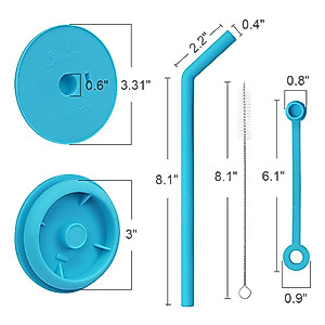 Sophico Silicone Mason Jar Lids with Straw/Silicone Stoppers/Clean Brush, for Wide Mouth Mason Jar,4 Pack(Containers not included)