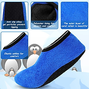 SATINIOR 4 Pairs Kids Non-Slip Slipper Socks Coral Velvet Warm Ankle Socks for Toddlers and Kids(3-5 Years Old,Black, Gray, Rose Red, Royal Blue)