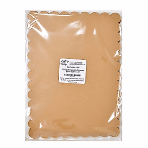 Gift Boutique 120 Disposable Brown Kraft Paper Place Mats 11"x 15" Rectangle Rustic Craft Printed Scalloped Place mat for Table Setting Mat Kitchen Bridal Shower Wedding Anniversary Party Decoration