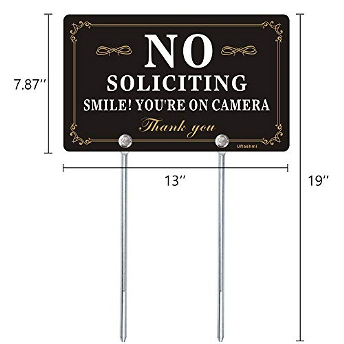 Uflashmi No Soliciting Sign for House Yard, No Soliciting Signs for Home with Stake, 13X7.87 inch
