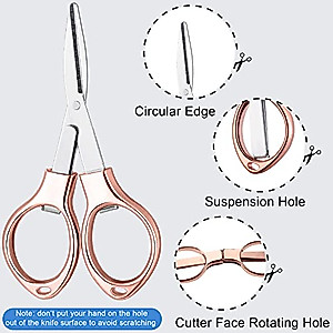 8 Pcs Stainless Steel Scissors Folding Mini Scissor Anti Rust Portable Keychain Scissors Small Glasses Shaped Compact Shear Telescopic Cutter for Travel School Office (Folding, Folding Style)