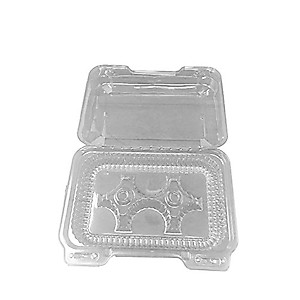 Mr Miracle 6 Compartment for Standard Cupcakes or Small Muffins. Clear Clamshell Container. Cupcake Slots are 2.5 x 2.5 inches. Container itself is 2.5 Inches Tall. Pack of 10