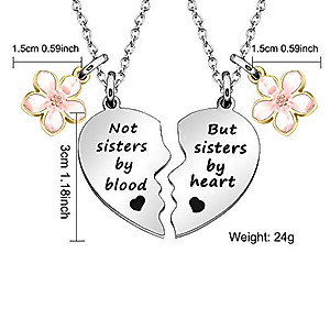 JQFEN Best Sister Necklace of 2 Split Heart Pendant Necklace Charm Friendship Jewelry for Sister Friends