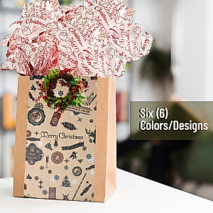 K-Kraft 20 x 20" Tissue Paper with Foil, 102 Sheet Christmas Pack