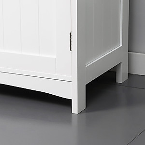 kleankin Pedestal Sink Storage Cabinet, Under Sink Cabinet with Double Doors, Modern Bathroom Vanity Cabinet with Adjustable Shelves, White