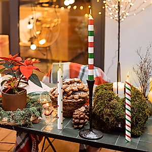 Conelist 12 Pcs Christmas Taper Candles 10 Inch Red Green Christmas Candles Candy Striped Taper Candle Gifts for Table Decorations Dinner Party