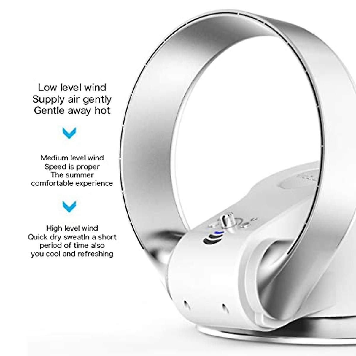 Wall Mounted Bladeless Desk Fan-Metal,3-Speed Office/Bedrooms Floor Fan,with Remote Control/Timer,Quiet Cooling Air Industrial Electrical Fan(Silver/Black/White)