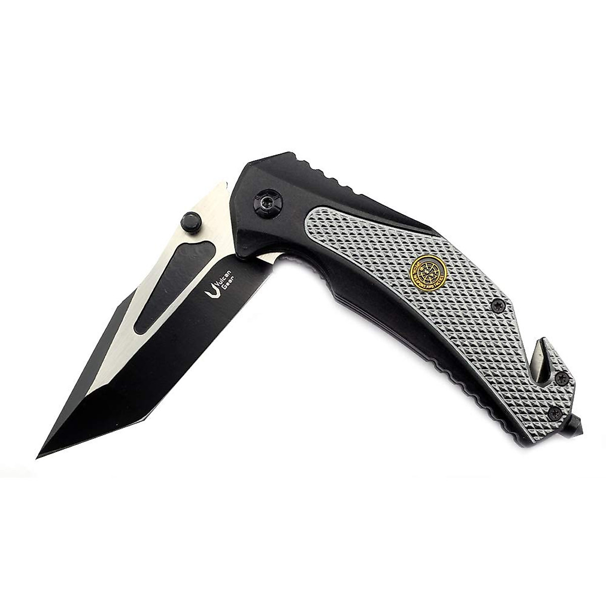 Vulcan Gear Emergency Service Tactical Assisted Open Metal Rescue Folding Knife (Black - S.W.A.T)