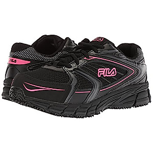 Fila Women's Memory Reckoning 8 Slip Resistant Steel Toe Running Shoe Sr St, Black/Black/KOPK, 8
