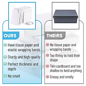 MPFY- White Shirt Gift Wrap Boxes with Tissue Paper and Wrapping Band,10 Pack, White, 15”x9.5"x2", Gift Box, Gift Boxes with Lids, Gift Boxes for Presents, White Box, Box for Gift, Wedding Gift Box