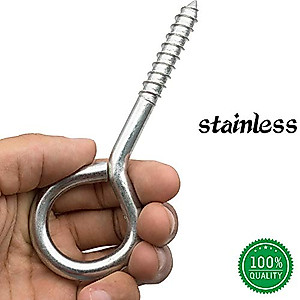 EUCARLOS 5” Screw Eyes, 4 Pack Metal Eye Hooks Lag Thread Eye Bolt, Hammock Hooks Heavy Duty for Tie-Downs, Lifting and Securing Cables Wires