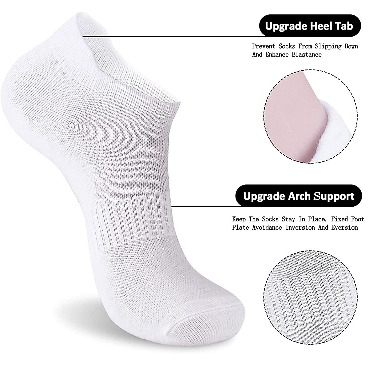 brookhaus Women Ankle Socks, 6/10 Pairs Athletic Socks for Women, Low Cut Running Cotton Socks, No-Show Sport Socks With Tab