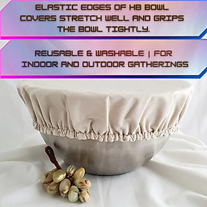 4- Pack Organic Food Bowl Covers Unbleached Reusable 100% Cotton Stretchy Cloth Bowl Covers ~ XL (For 7.5"-10.5" Bowls)