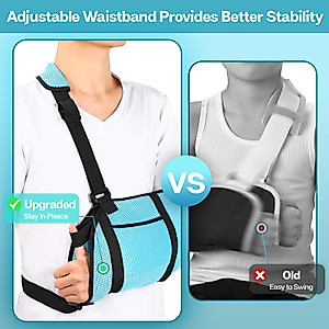 Haosie Arm Sling for Kid, Arm Support Sling Medical Child Arm Sling with Waist Strap, Padded Children Arm Support Sling Shoulder Immobilizer for Broken Elbow, Left or Right Arm