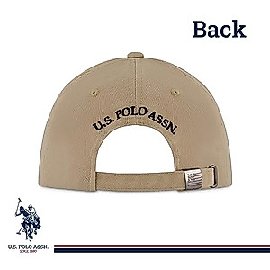 U.S. Polo Assn. mens U.s. Polo Assn. Washed Twill Cotton Adjustable Hat With Pony Logo and Curved Brim Baseball Cap, Khaki, One Size US