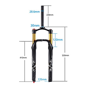 BUCKLOS 26 inch MTB Air Fork Snow Fat Mountain Bike Fork Travel 120mm, Rebound Adjustment Bicycle Front Forks for 4.0" Tire Disc Brake.