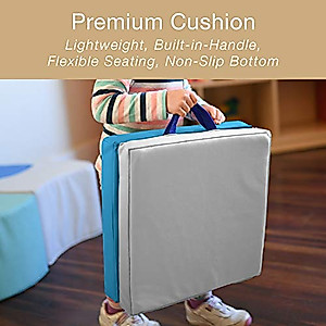 ECR4Kids SoftZone Floor Cushions with Handles, 2" Deluxe Foam, Square, Contemporary, (6-Pack)