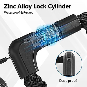 Aucurwen Bike Chain Lock, Combination & Keys 4-Digit Anti Theft Heavy Duty Bike Lock, 3.2ft Security Resettable Bicycle Lock for Bike, Bicycle, Electric Bike, Scooter, Motorcycle