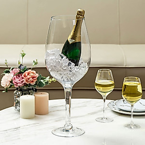 MyGift 20-Inch Giant Clear Decorative Hand Blown Wine Glass Novelty Stemware/Champagne Magnum Chiller