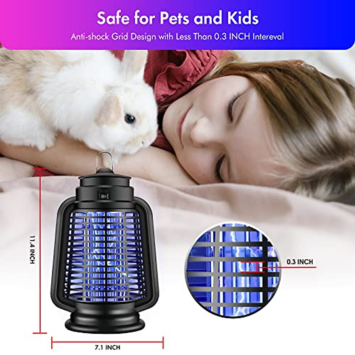 ICFPWR Bug Zapper Outdoor, 18W & 4200V Powerful Electric Fly Traps Outdoor for Patio Backyard and Home, Mosquito Zapper Bug Zapper Indoor for Mosquitoes Flies Bugs