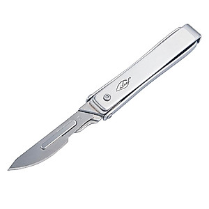 ILEAF Stainless Steel Pocket Folding Utility Knife with 10 Replaceable Blades, Ultra Compact and Lightweight (Stainless Steel)