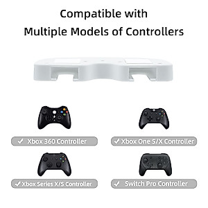 Mcbazel Under Desk Mount for Xbox Series X/S, Xbox One X/S, Xbox One, Xbox 360, Switch Pro Controller, Table Stand Holder Compatible with Xbox and Switch Pro Controller - White