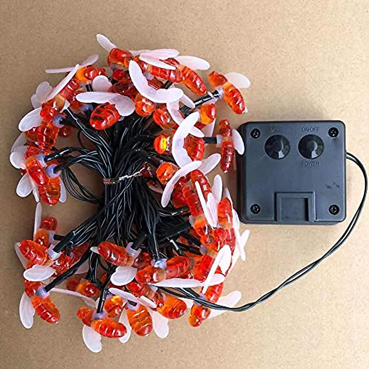 Solar Bee String Lights, 100 Led Solar Fairy Lights with 8 Lighting Modes, Suitable for Outdoor Wedding Home Garden Terrace Party (Warm White)
