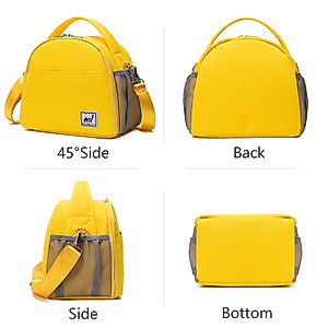 Lunch Bag Insulated Cooler Bag for Women Nylon Waterproof Lightweight Lunch Box Organiser (Yellow)