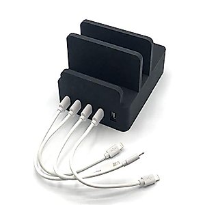 Power Hub Plus Charging Station - Charge Up to 7 Devices Using Only One Wall Outlet | Black Silicone Won't Scratch Device | Attractive Dependable Table Charging | No Set of Short Cords