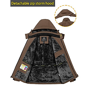 TACVASEN Winter Coats for Men Fleece Jacket Men Ski Jacket Windproof Snowboard Jacket Men Warm Softshell Jacket Brown 2XL