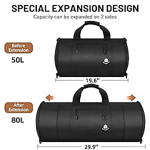 Densata Expandable Travel Duffle Bag, 80L Sports Gym Bag Upgraded Duffle Backpack Weekender Overnight Bag Carry on Bag (Black)