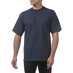 Pro Club Men's Heavyweight Cotton Short Sleeve Crew Neck T-Shirt, Navy, X-Large