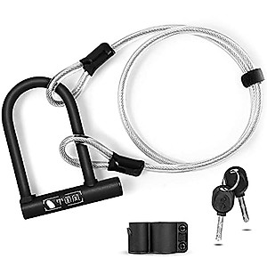 zxz Bike U Lock with Cable, Heavy Duty Bicycle Combination Secure U Locks, 14mm Shackle 12mm x1.2m Cable Anti Theft and Mounting Bracket, for Bikes Motorcycle etc