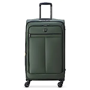 DELSEY Paris Sky Lite Softside Expandable Luggage with Spinner Wheels, Green, Checked-Large 28 Inch