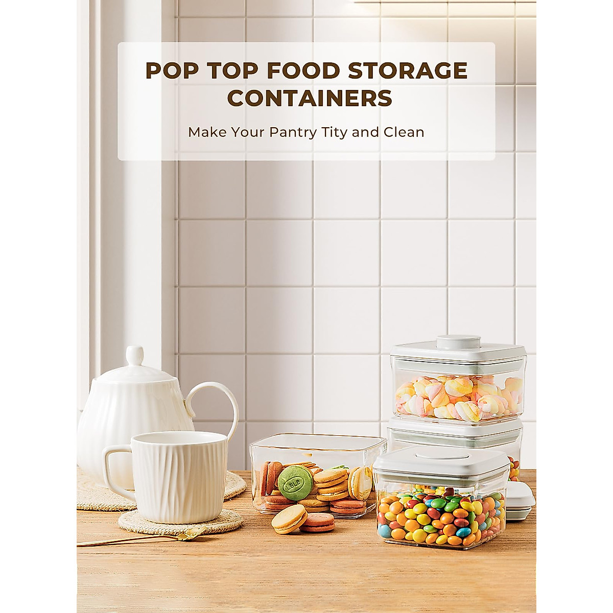 Tourdeus Mini Snack Containers - 0.3 Qt Pop Food Storage Containers, BPA Free Small Food Containers with Lids, Food-Grade Air Tight Containers Candy Jars 320ml