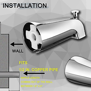 SIIKEYE Bathtub Tub Faucet Spout with Diverter for Slip-FIT Copper Pipe Connections, Chrome