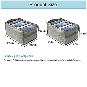 Butishop 2 Pcs Foldable Clothes Organizer Fabric Closet Drawer Organizers with Handle Wardrobe Compartment Storage Box for Underwear Socks Scarves Pants Shirts Organization(Grey)