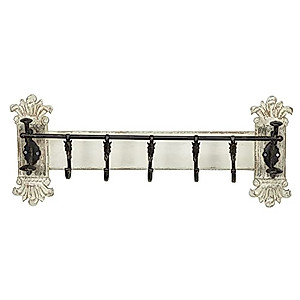 Deco 79 Metal 7 Hangers Wall Hook, 33" x 6" x 13", White